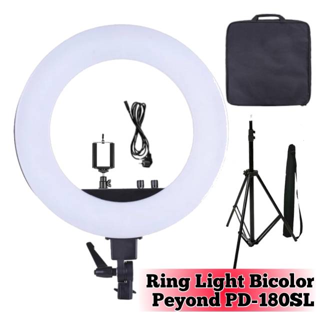 Jual Ring Light Peyond PD-180SL LED Bicolor RL18 ringlight + bag + stand | Shopee Indonesia