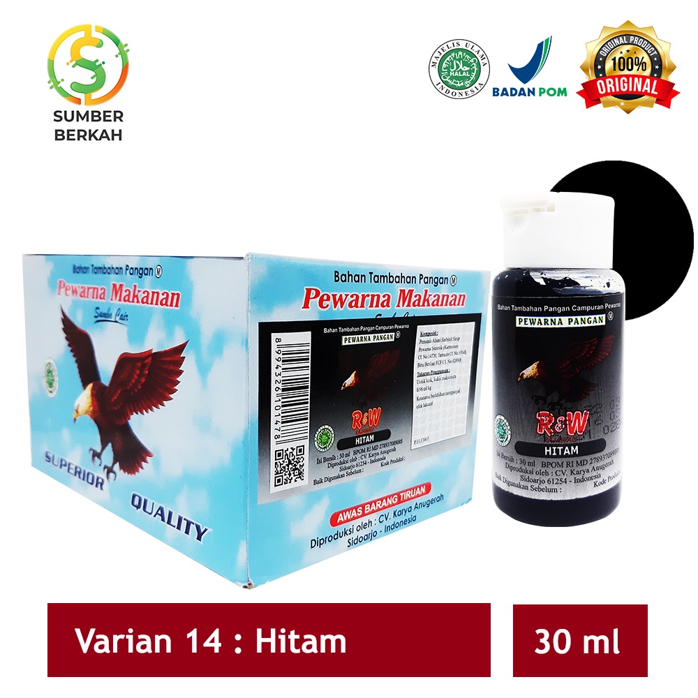 Jual Pewarna Makanan Kue Rajawali R&W RW 30 ml 1 Lusin | Shopee Indonesia