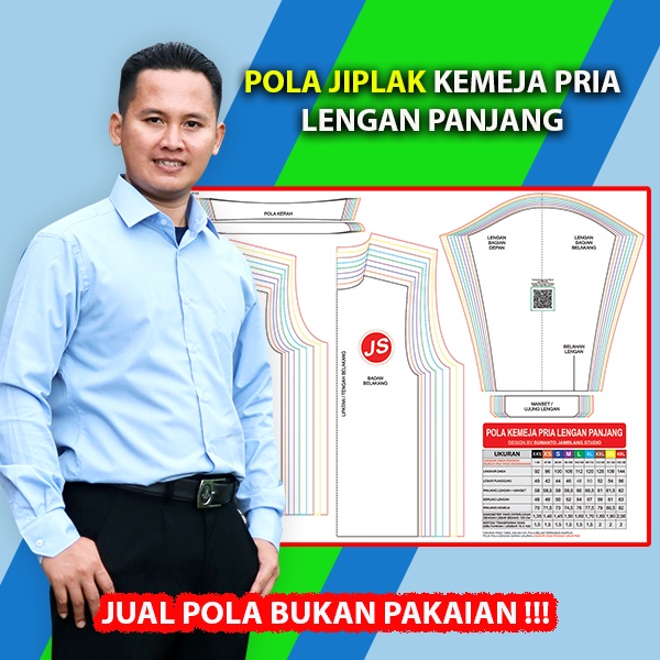 Jual Pola Jiplak Kemeja Pria Dewasa Lengan Panjang 9 in 1 [ Pola Baju Jamblang Studio ] | Shopee ...