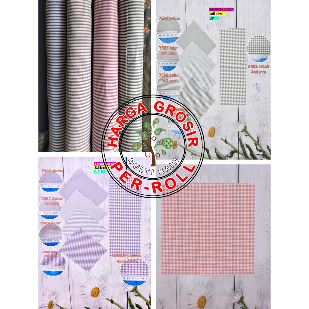 Jual bahan multi kain katun gingham tenun yarndyed salur kotak garis ...