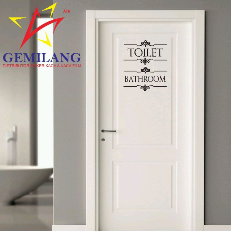 Jual STIKER PINTU TOILET BATHROOM/CUTTING STICKER/WALLPAPER STICKER ...