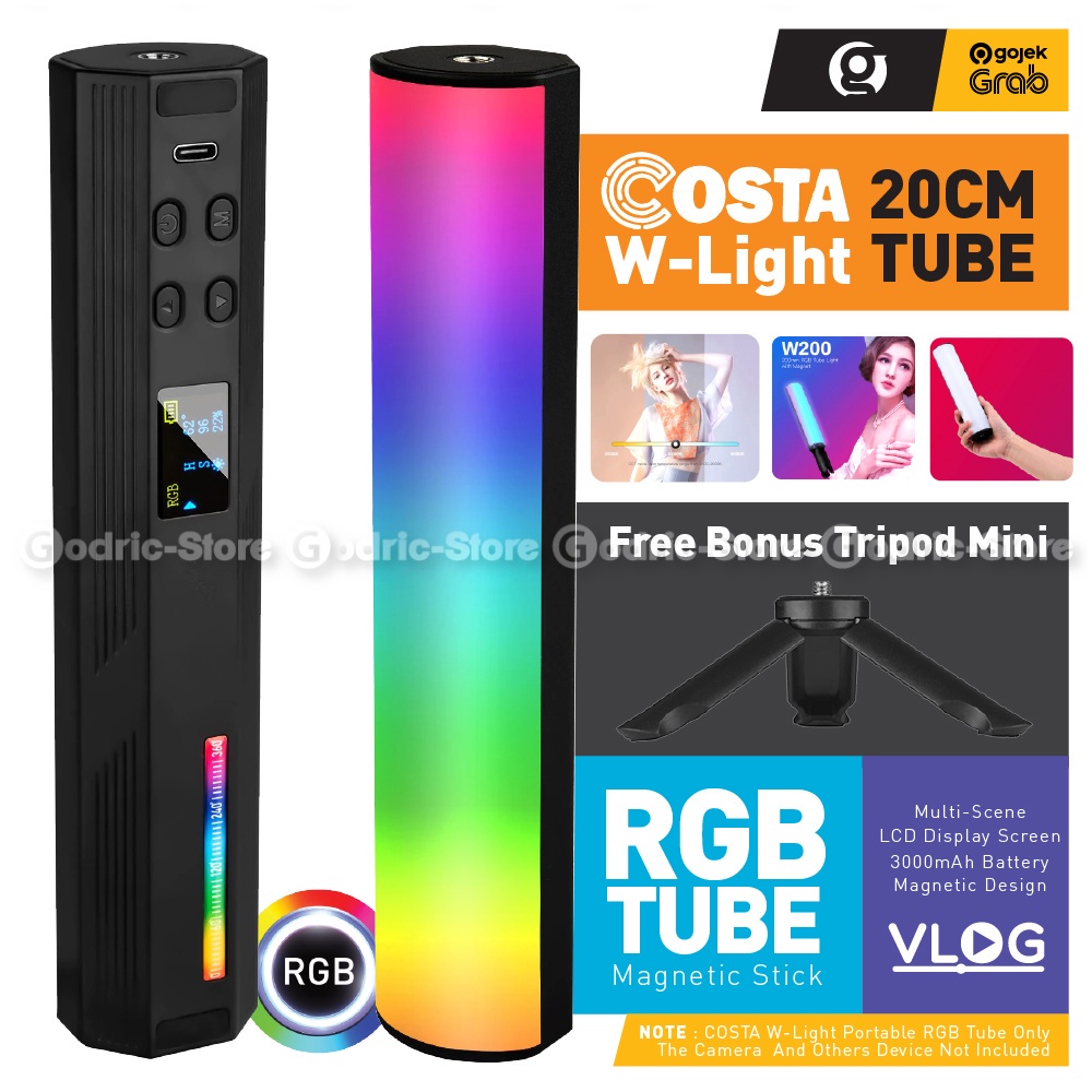 Jual COSTA W-Light Magnetic RGB LED Light Tube 20cm Lampu Vlog Video ...
