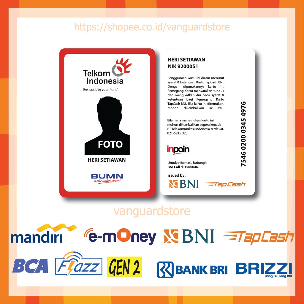 Jual KARTU E MONEY E TOLL KARTU TELKOM BNI ID CARD 16 EMONEY MANDIRI ...