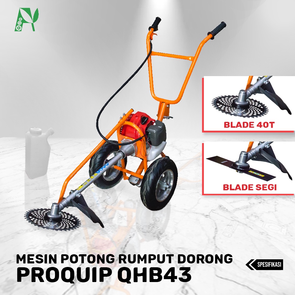 Jual Mesin potong rumput dorong mini 3 roda PROQUIP QHB 43 Free Blade ...