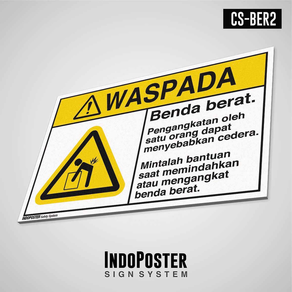 Jual Safety Sign Rambu K3 PVC ANSI Pengangkatan Benda Berat Manual ...