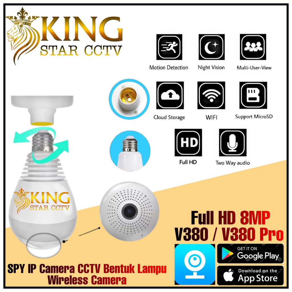Jual IP CAM CCTV BOHLAM LAMPU IP CAMERA V380 / V380 PRO CCTV LAMPU WIFI | Shopee Indonesia