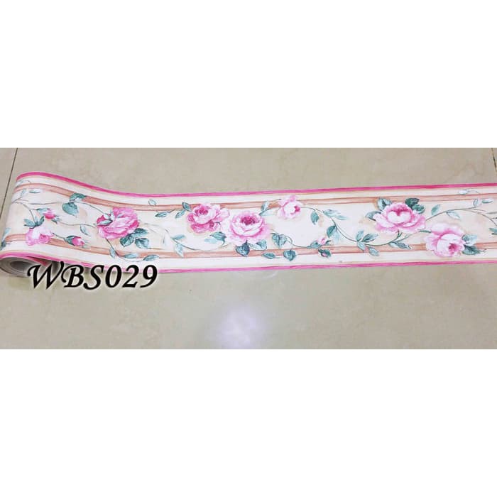Jual WBS029 Cream Pink Flower Wall Border Sticker 10mX10.5cm Stiker ...