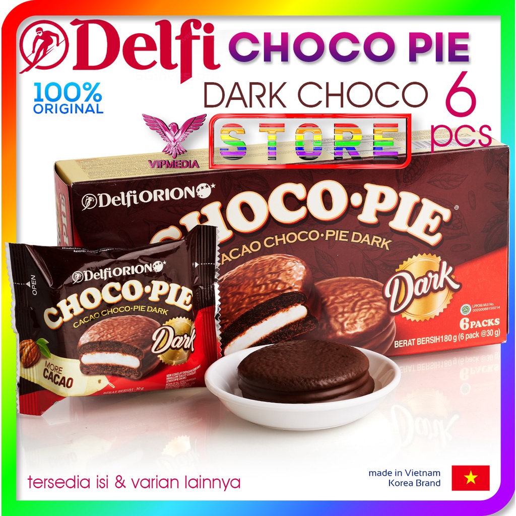 Jual Delfi CHOCO PIE Dark Chocolate 1 BOX isi 6 pcs | Shopee Indonesia
