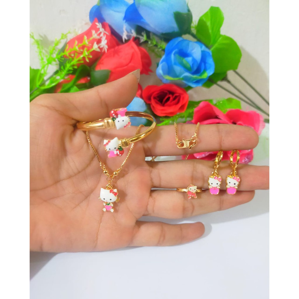 Jual SET LENGKAP TITANIUM PERHIASAN ANAK HELLO KITTY (COD) | Shopee ...