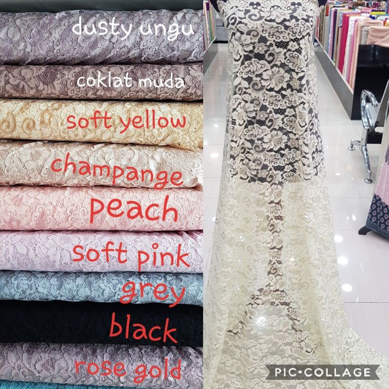 Jual Kain broklat semi paris. brokat halus kebaya | Shopee Indonesia