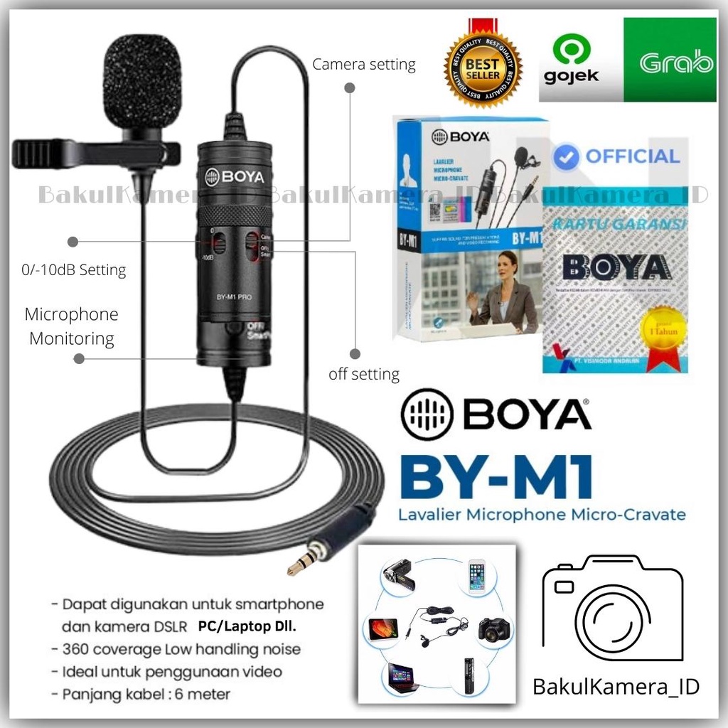 Jual Boya BY-M1 3.5 mm Lavalier Microphone Camera DSLR Mirrorles ...