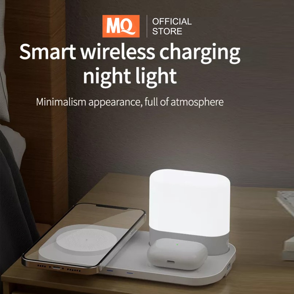 Jual MQ Wireless Charging Night Light 2 in 1 Fast Charging For ...