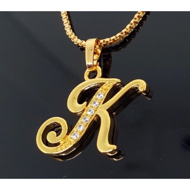 Jual Liontin huruf inisial lapis emas leontin alphabet leontin huruf ...