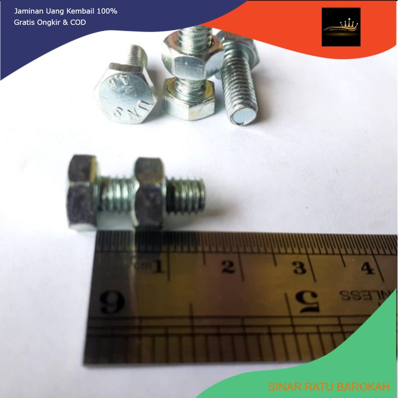 Jual BAUT MUR PUTIH M6 X 15 / BMP M6X15 / BAUT M6X15 PUTIH BMP M6 X 15 KUNCI 10 PANJANG 1,5CM 1 ...