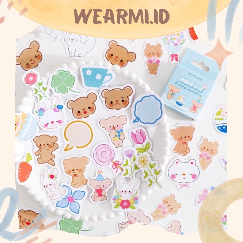 Jual 45 pcs Sticker Box Square Kindergarten Pastel Aesthetic Scrapbook ...