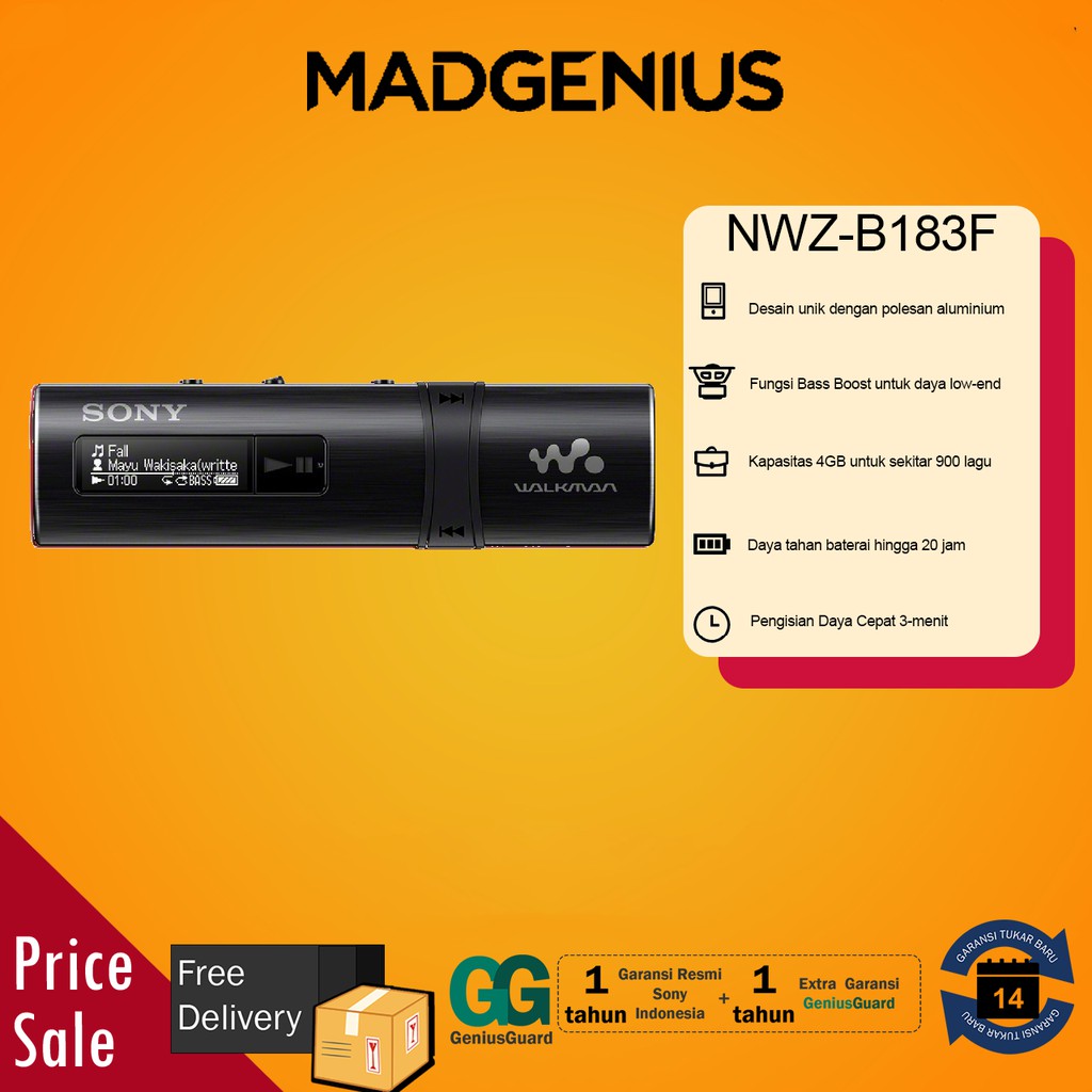 Jual Sony Original NWZ-B183F / NWZ B183F / NWZB183F Black 4GB Walkman ...