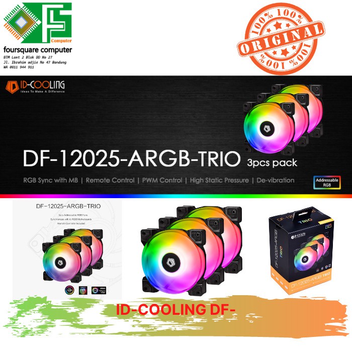 Jual IDCooling ID Cooling DF-12025-ARGB TRIO Fan Casing RGB 12cm Controller | Shopee Indonesia