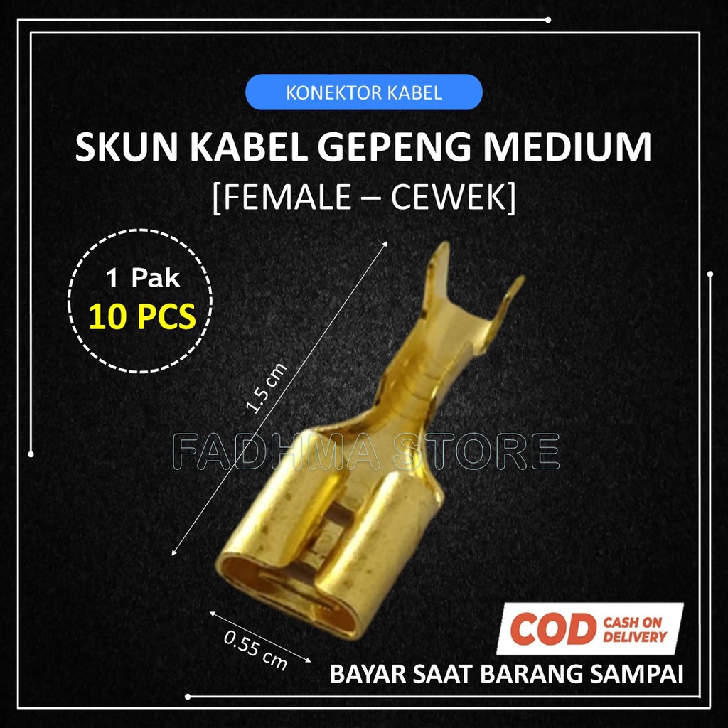 Jual Skun Sekun Kabel GEPENG MEDIUM CEWEK Female - 10 PCS Skun Soket ...