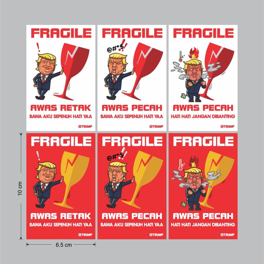 Jual stiker fragile handle with care awas pecah hati hati TRUMP 10 x 6 ...