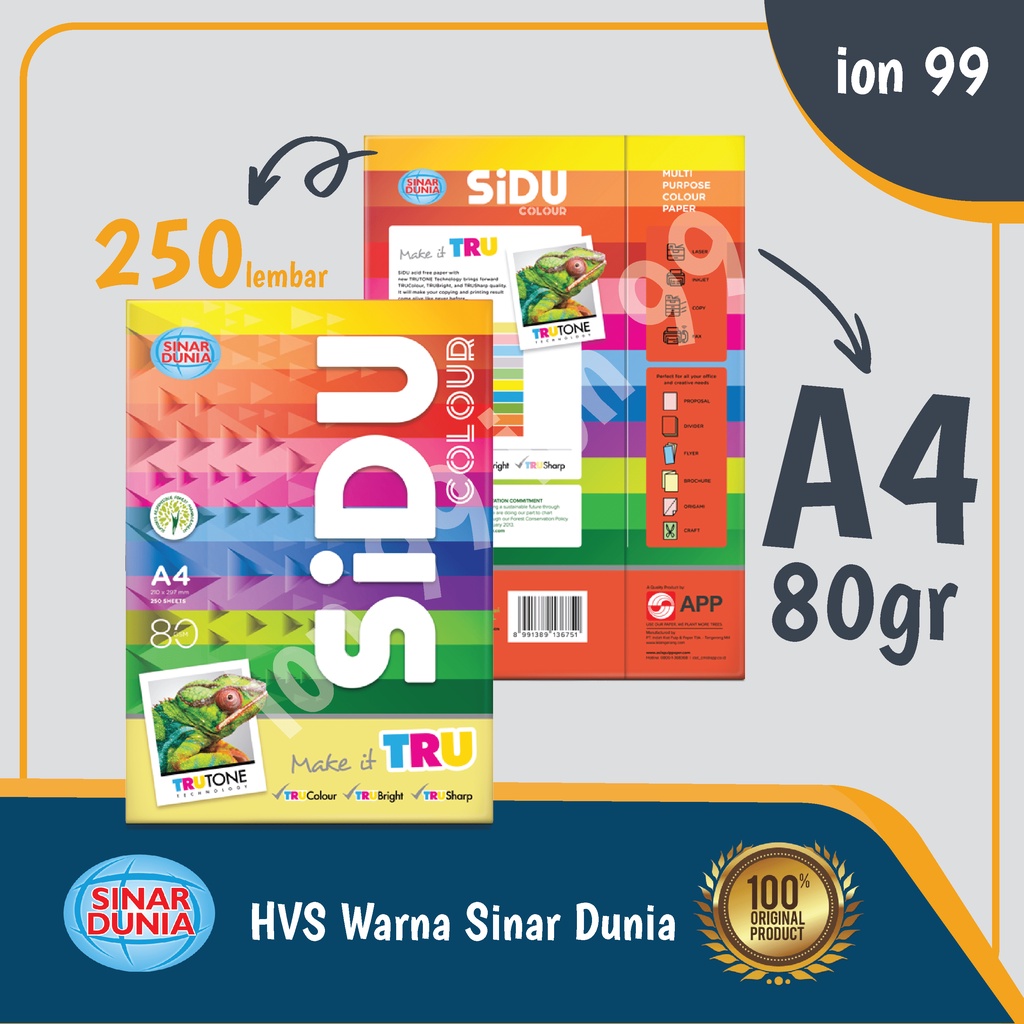 Jual Kertas HVS Warna Rainbow 80gr Sinar Dunia ( SiDu ) A4 | Shopee Indonesia