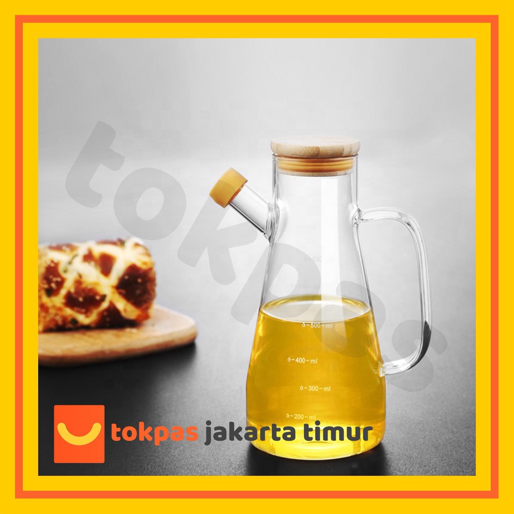 Jual Botol Tempat Minyak Teko Teh Tutup Bambu / High Borosilicate Glass ...