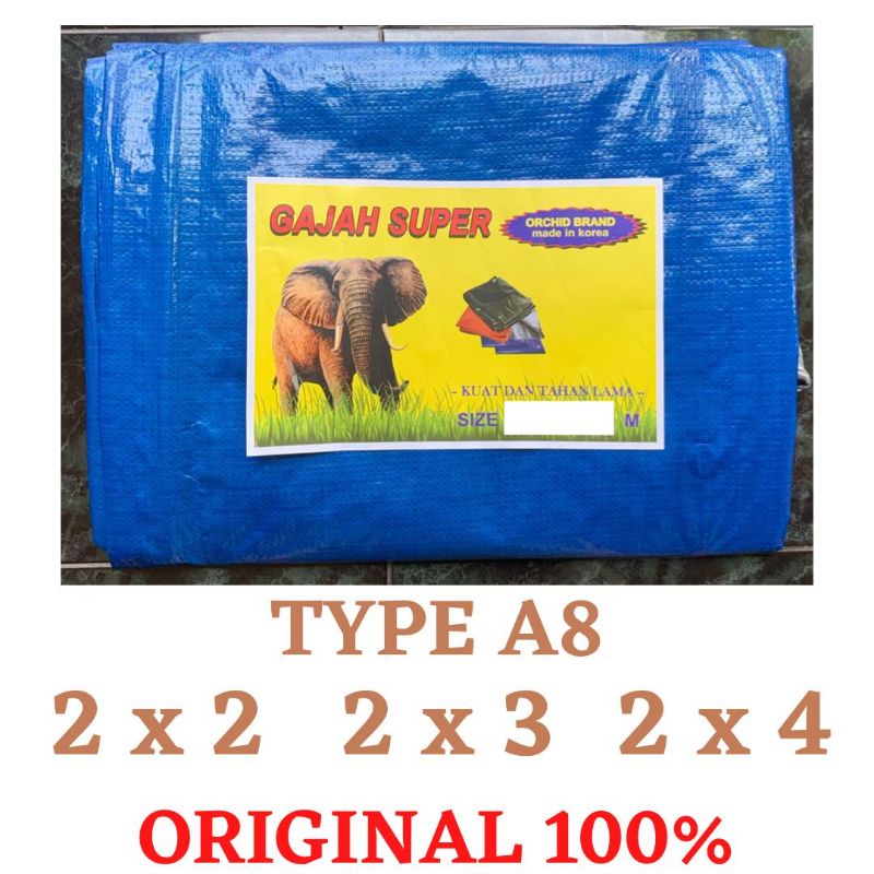 Jual TERPAL PLASTIK A8 UK 2x2 2x3 2x4 BIRU SILVER BAHAN KOREA CAP GAJAH ...