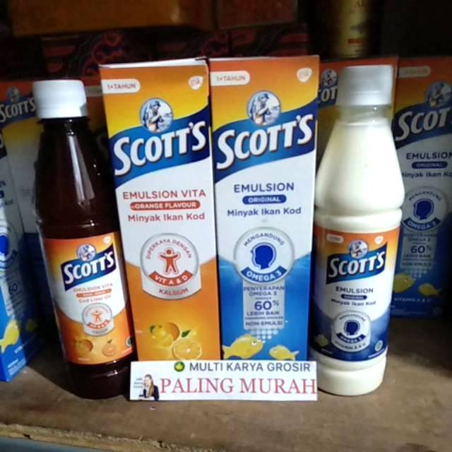 Jual minyak ikan scotts emulsion scot JERUK & ORIGINAL 400ml | Shopee ...
