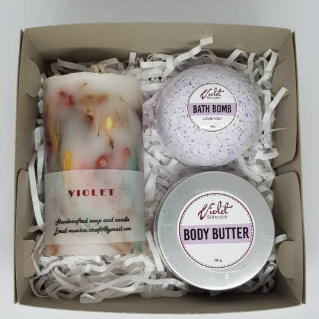Jual Paket botanical candle + bath bomb + body butter | Shopee Indonesia