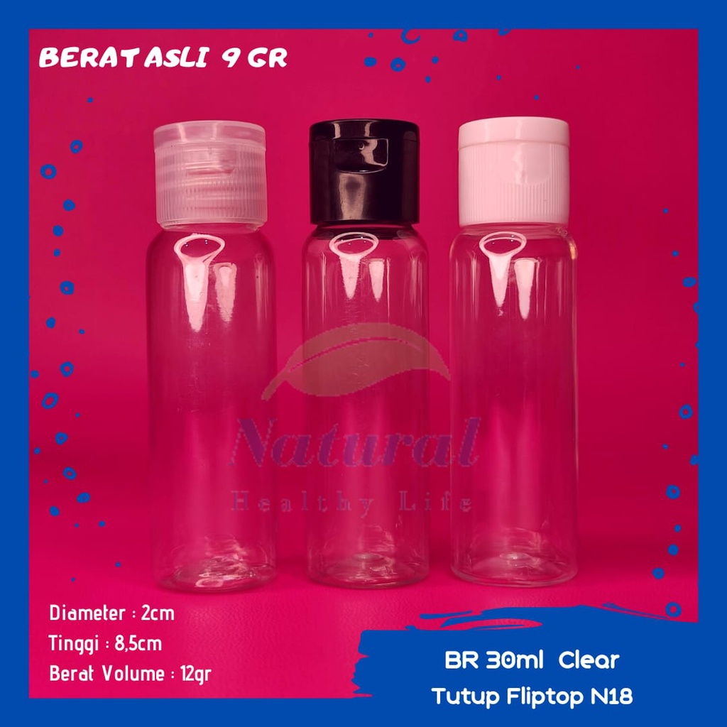 Jual Botol Fliptop 30m Natural neck 18 Bahan PET | Shopee Indonesia