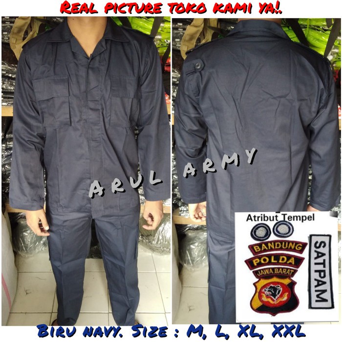 Jual Grosir baju seragam setelan pdl security satpam keamanan brimob hitam biru navy atribut ...