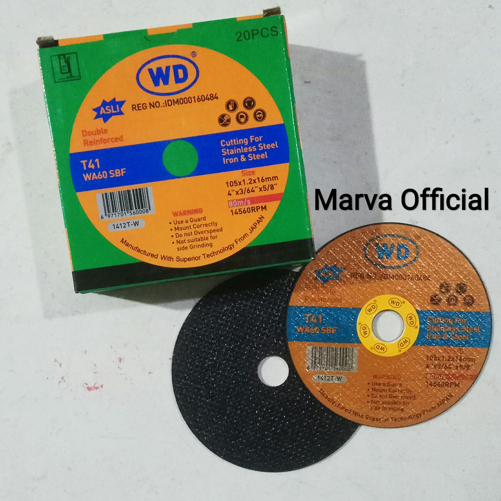 Jual WD Potong gerinda Besi Batu mata pasa 4" ASLI 4 inch orange ...