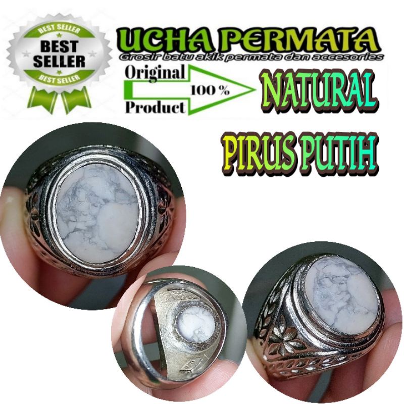 Jual batu cincin batu akik pirus putih urat hitam murah | Shopee Indonesia