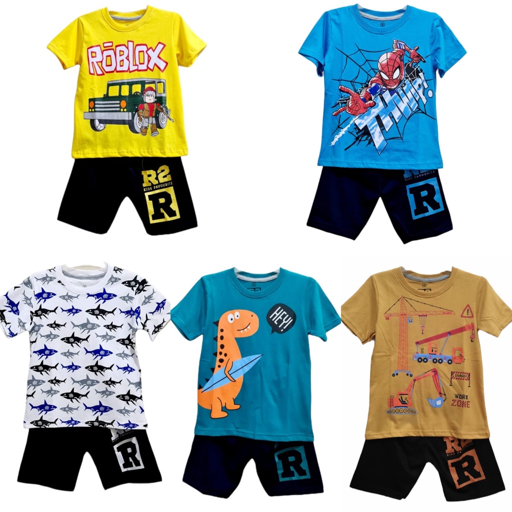 Jual SETELAN ANAK LAKI MOBIL ROBLOX KUNING & DINO HI TOSCA & SPI-DERMAN ...