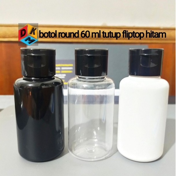 Jual Botol round 60 ml tutup fliptop hitam | Shopee Indonesia