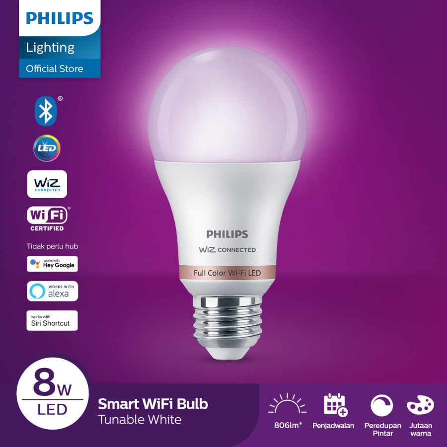 Jual Philips Lampu Smart WiFi Wiz LED 8W 8Watt Bluetooth - Color ...