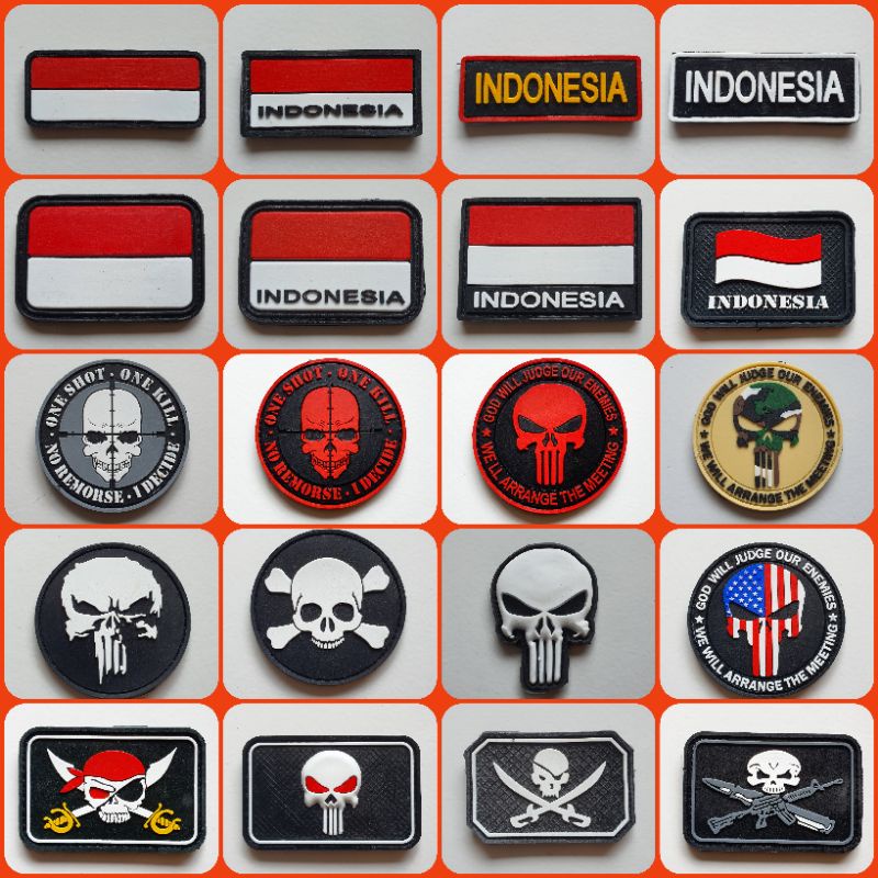 Jual patch rubber logo tengkorak skull 3D/funisher/godwill/tactical/rubber patch pvc timbul ...