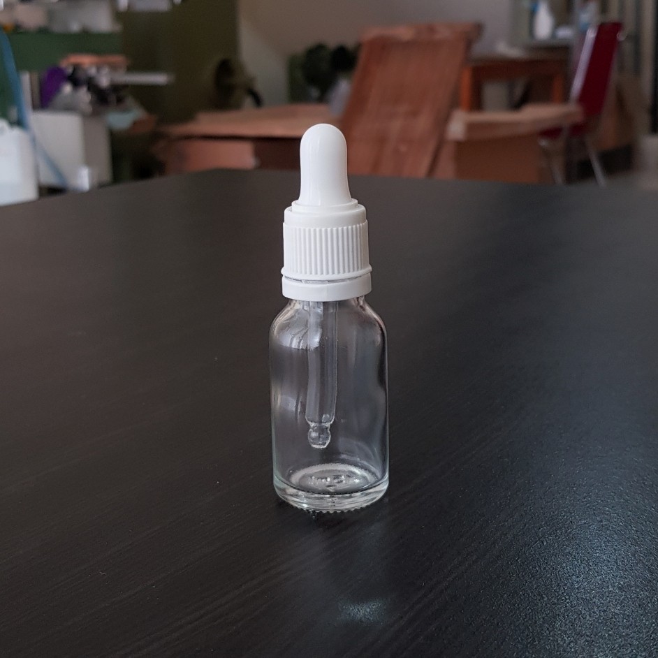 Jual botol pipet kaca 15ml bening segel putih / botol serum tetes 15ml ...