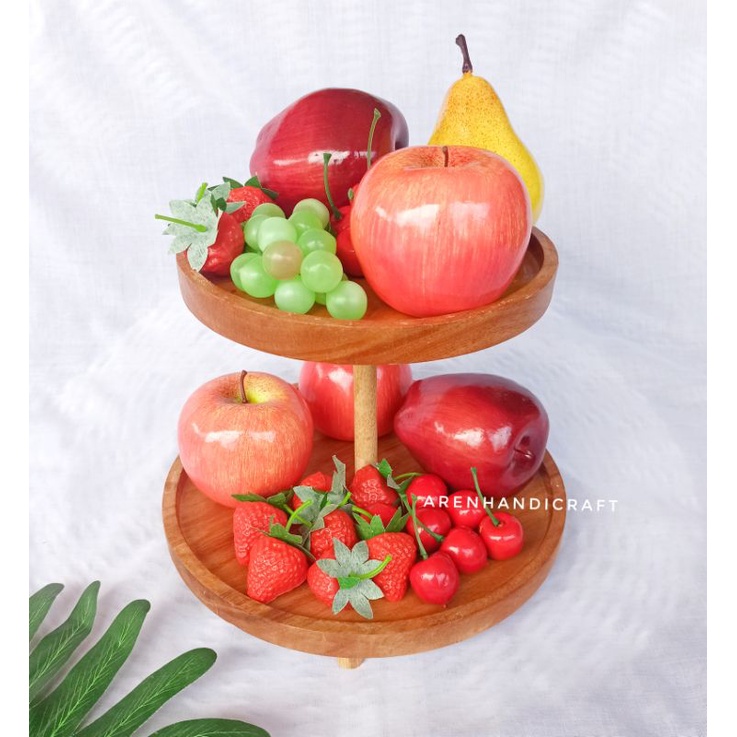 Jual ARENHANDICRAFT Stand buah & kue 2 susun kayu mahoni | Shopee Indonesia