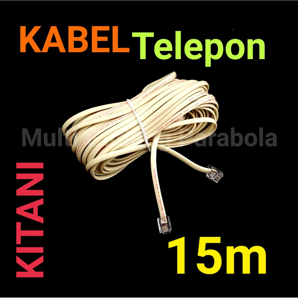 Jual Kabel Line Telepon Kitani 15 M Include Jack RJ 11 Telephone Cable ...