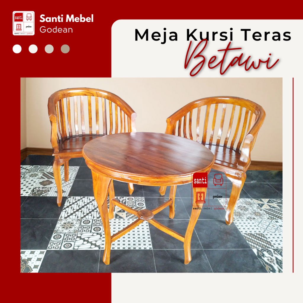 Jual Meja Kursi Teras Kayu Jati Cakra | Shopee Indonesia