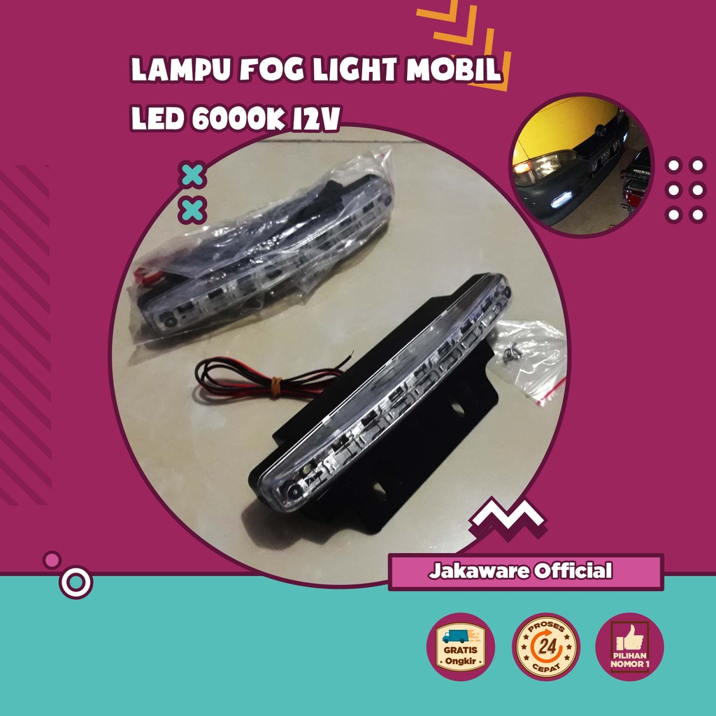 Jual LAMPU FOG LIGHT MOBIL DAYTIME LED 6000K 12V DEPAN TERANG ANTI DEBU ...
