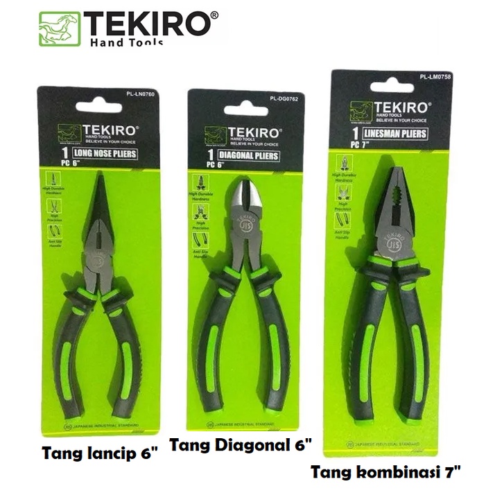 Jual Tekiro Set Tang 3 pc / Tang Kombinasi 7 Inch Tang Diagonal 6 Inch ...