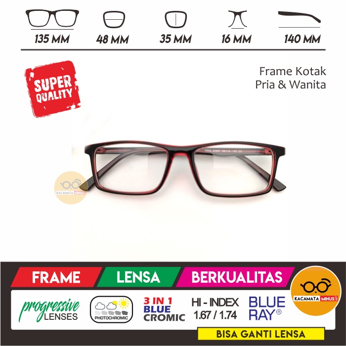 Jual Kacamata Minus KM444 Frame Kotak - Kacamata Pria Wanita Kotak Ada ...