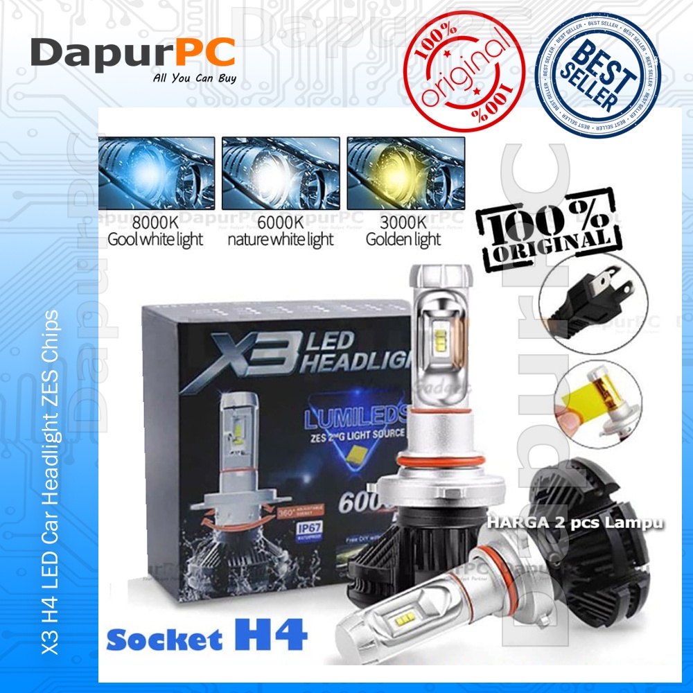 Jual Lampu Mobil X3 LED H4 Headlight ZES High Quality Headlamp VRtec | Shopee Indonesia