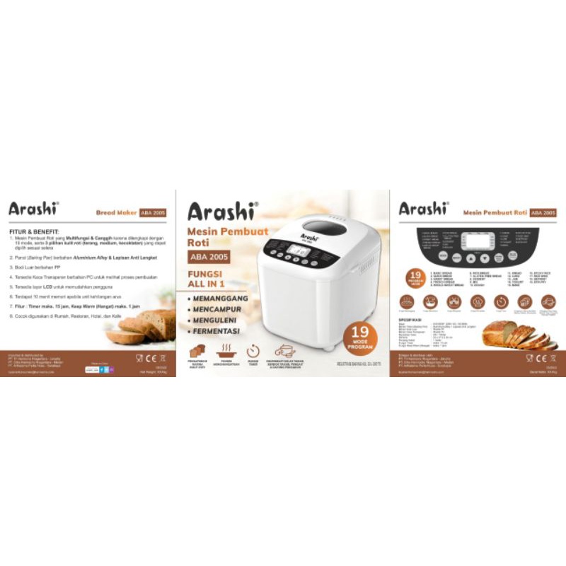 Jual Arashi Mesin Pembuat Roti / Bread Maker ABA 2005 | Shopee Indonesia