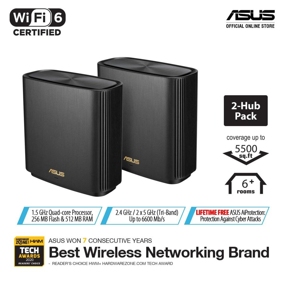 Jual ASUS ZenWiFi XT8 AX6600 Whole Home Tri Band Mesh WiFi 6 System ...