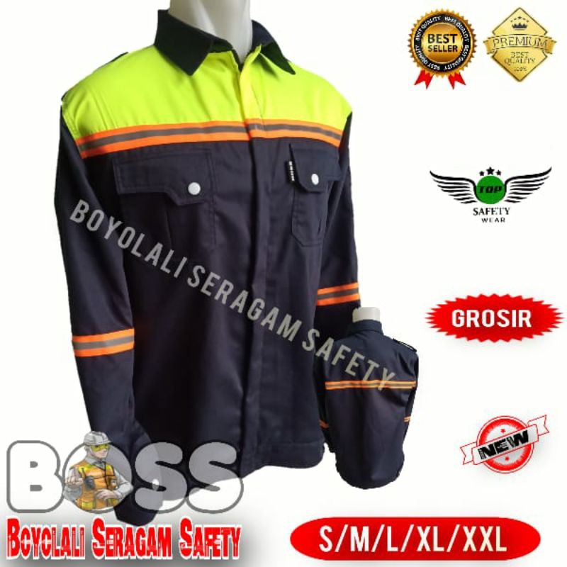 Jual BAJU SERAGAM KERJA SAFETY KOMBINASI HIJAU STABILLO NAVY | Shopee ...