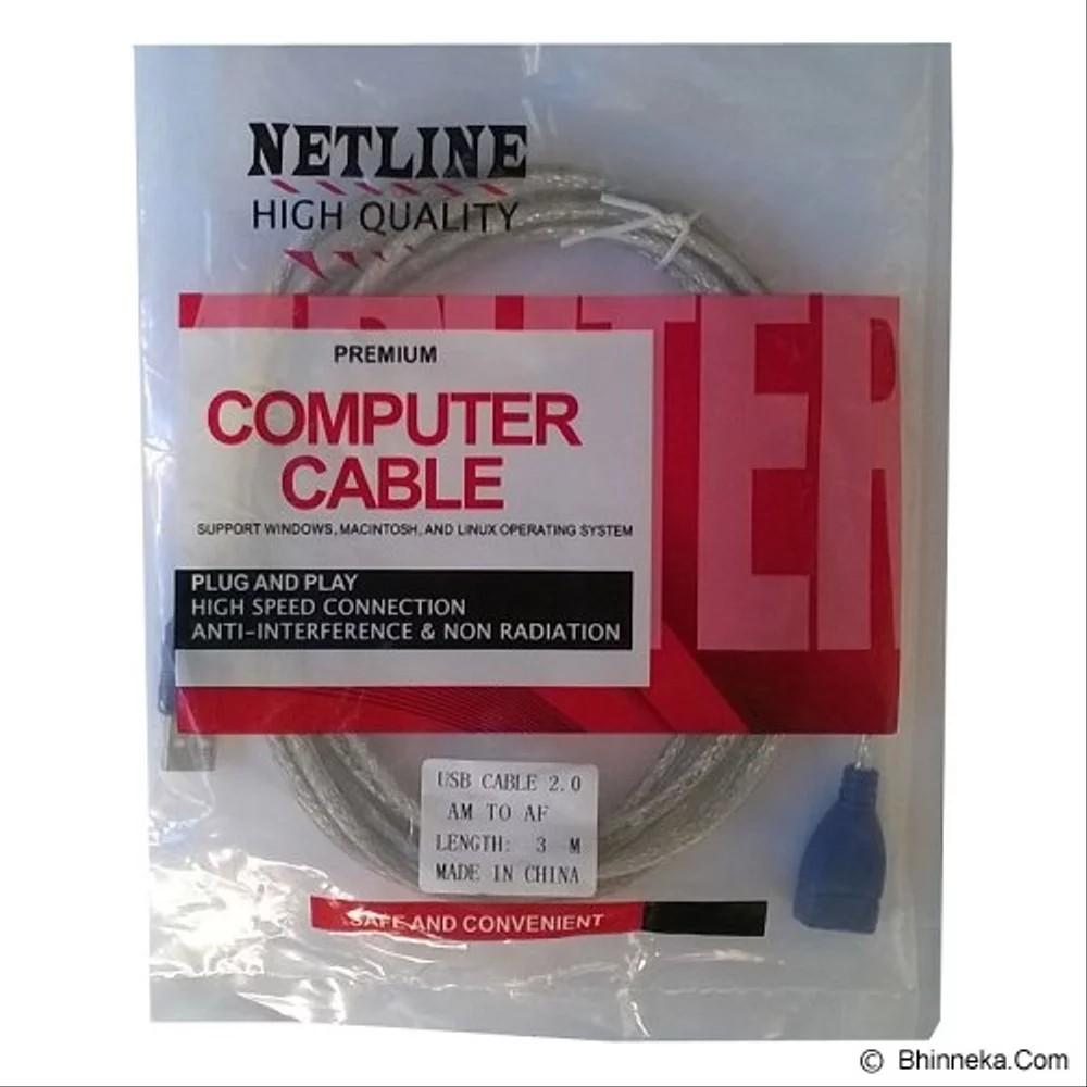Jual Kabel Extender Atau Kabel Perpanjangan Usb 3 Meter Merk Netline ...