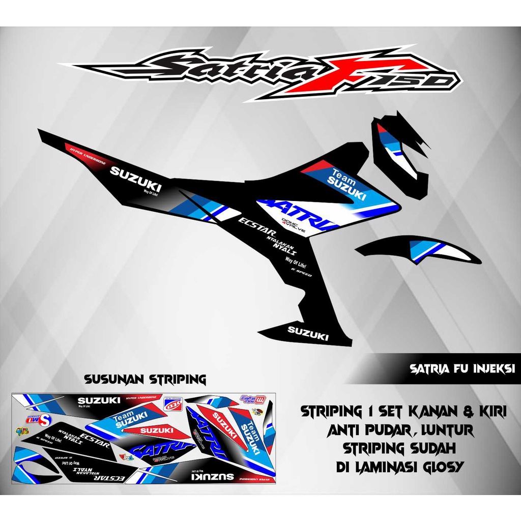 Jual STRIPING STICKER VARIASI SATRIA FU INJEKSI TEAM SUZUKI RACING ...