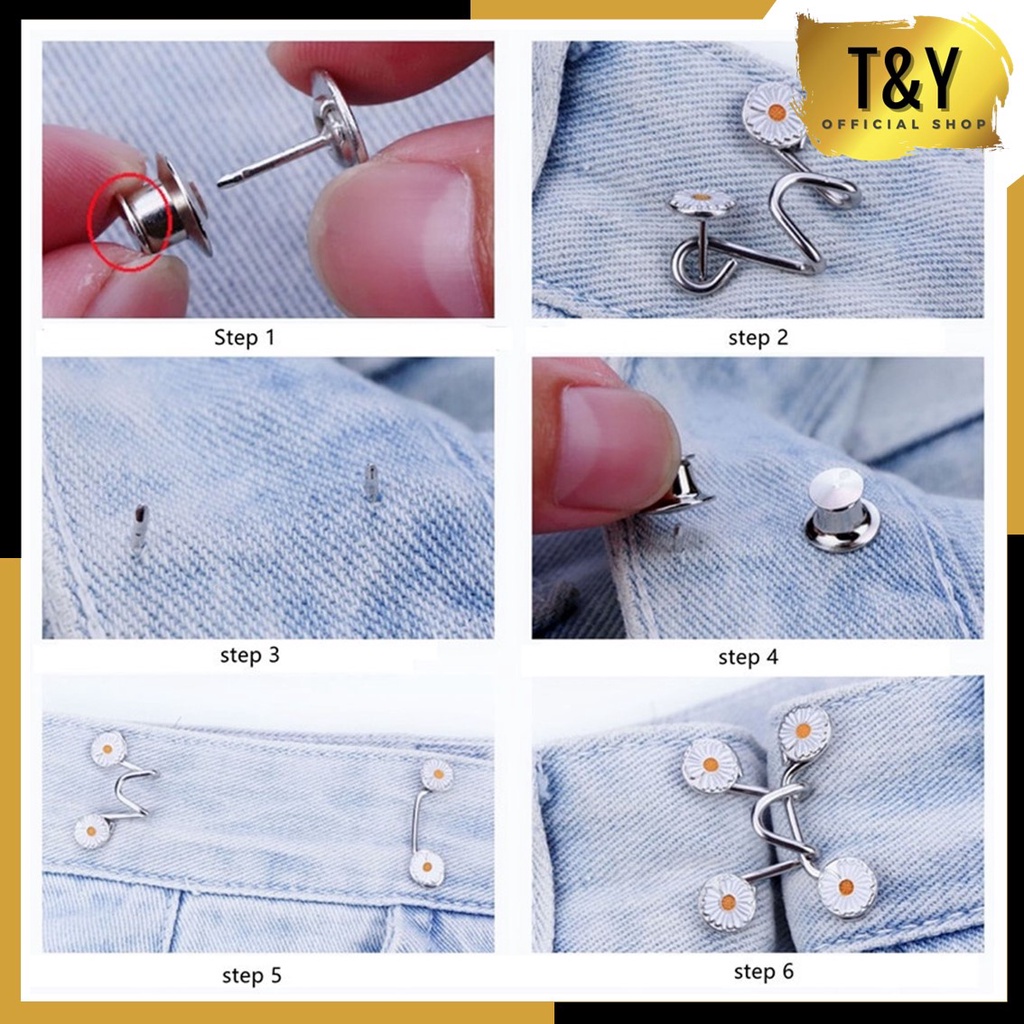 Jual T&Y Kancing Jeans Logam Simple Adjustable Motif Bunga Daisy Kait ...